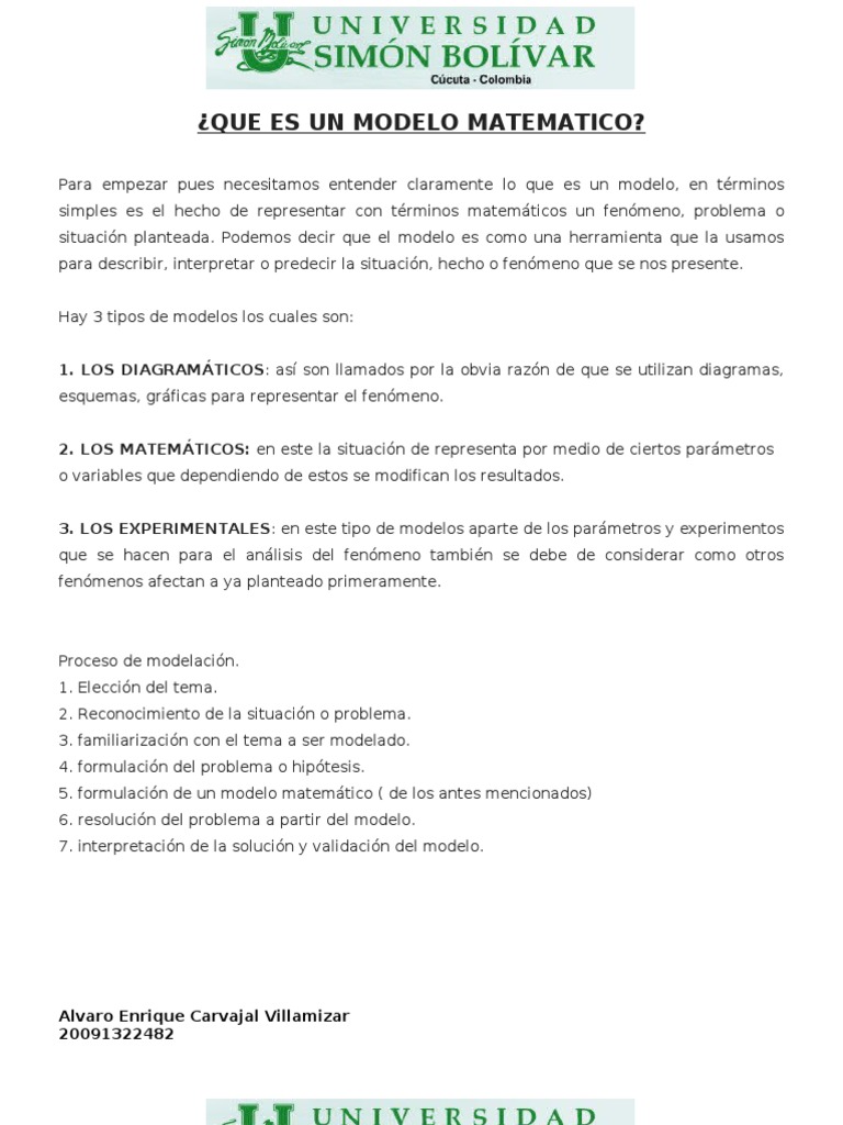 Que Es Un Modelo Matematico | PDF | Modelo matemático | Teoría del modelo