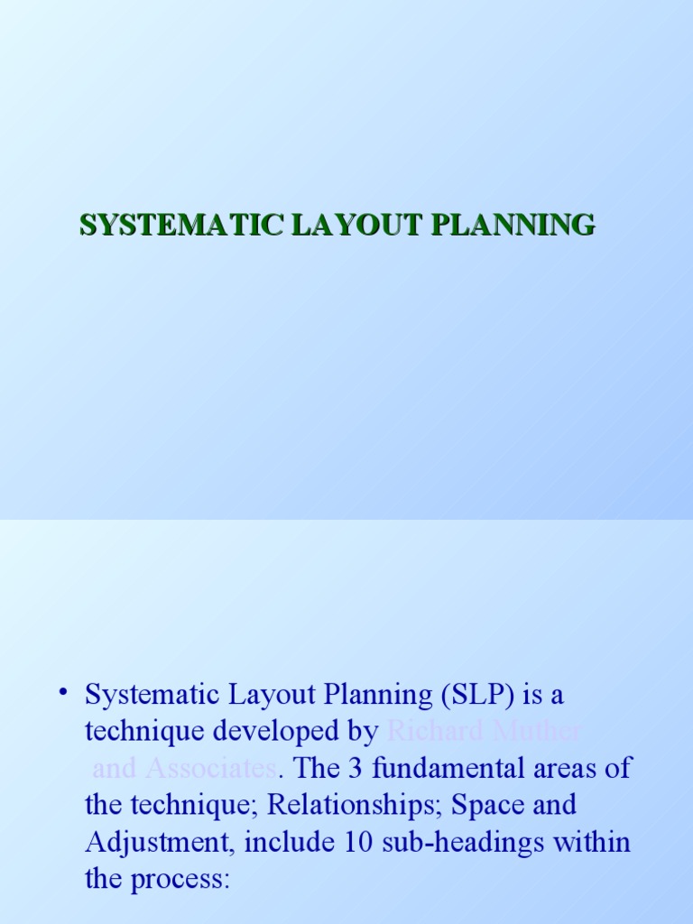 Systematic Layout Planning | PDF | Machines | Mass Production