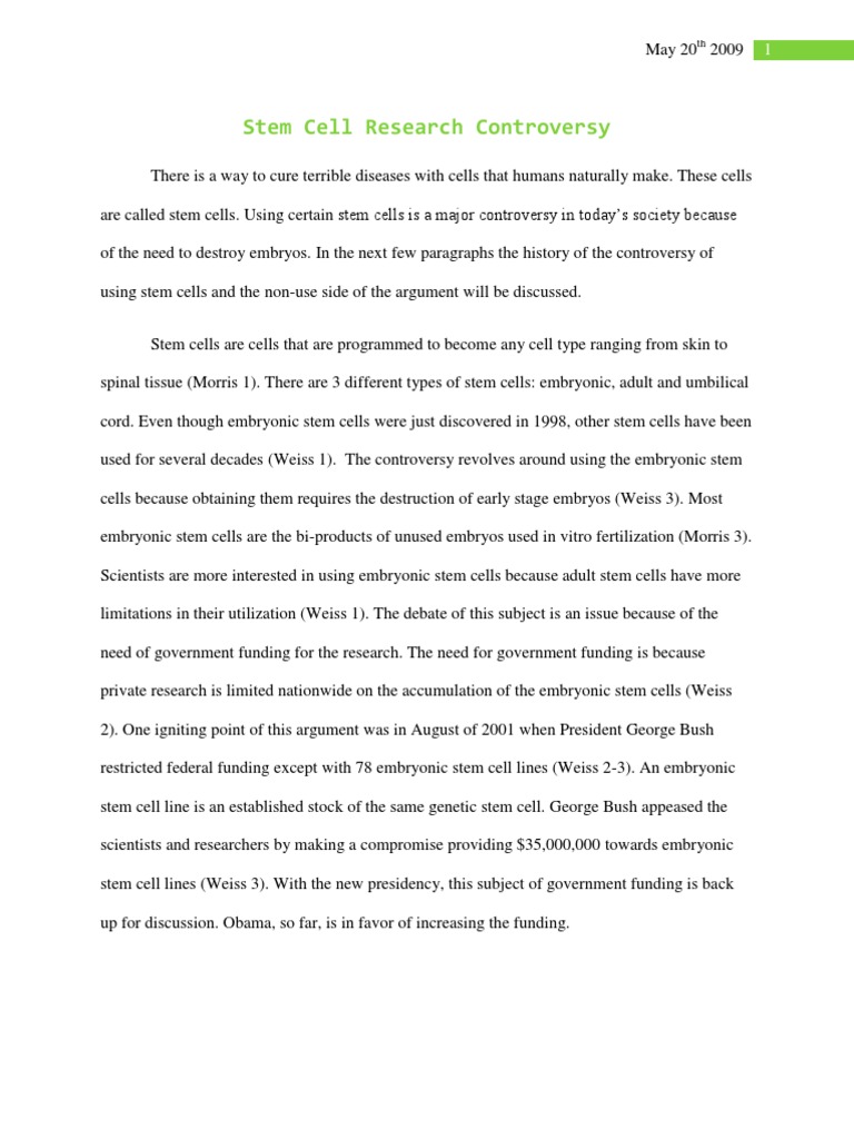 Stem Cell Research Controversy Pdf Stem Cell Embryonic Stem Cell