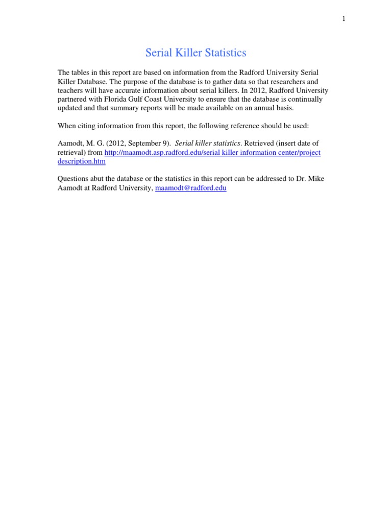 Serial Killer Statistics PDF | PDF | Serial Killer | Race And Ethnicity ...
