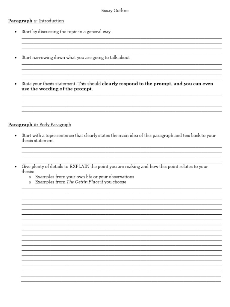 General Outline Eng 101 Essay 1 | Paragraph | Essays