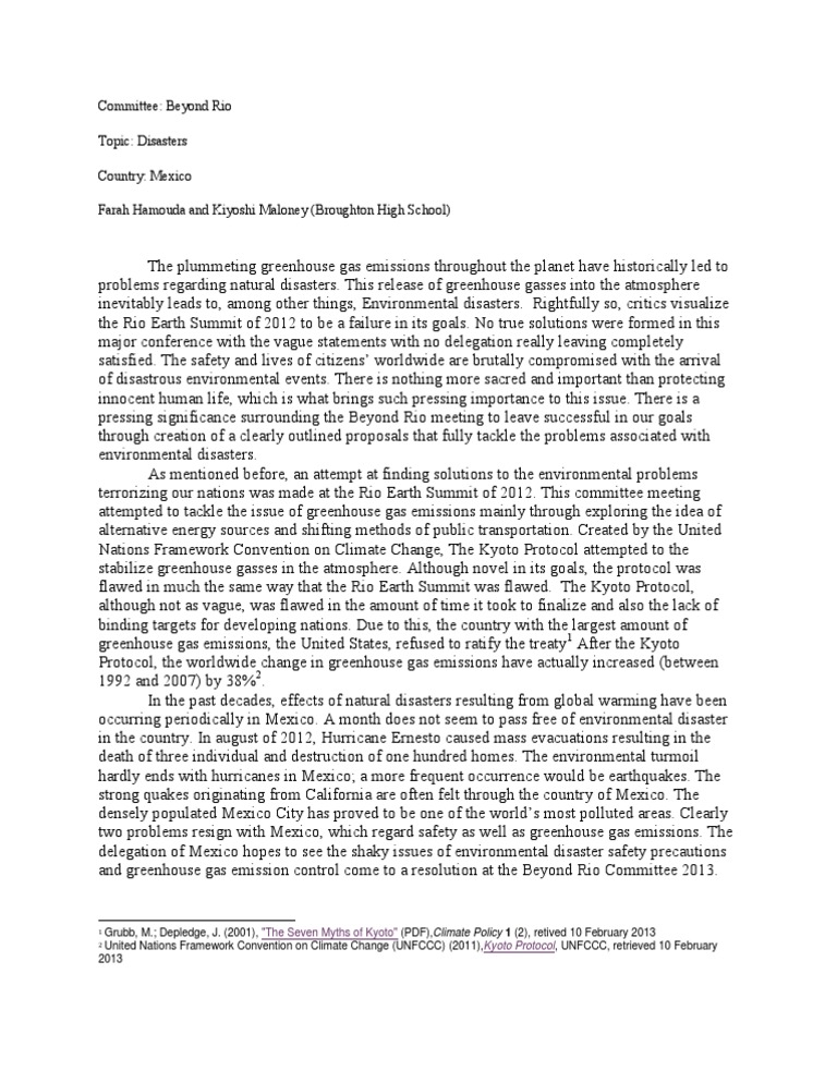 Position Paper MUN 2013 | Download Free PDF | Kyoto Protocol | United ...