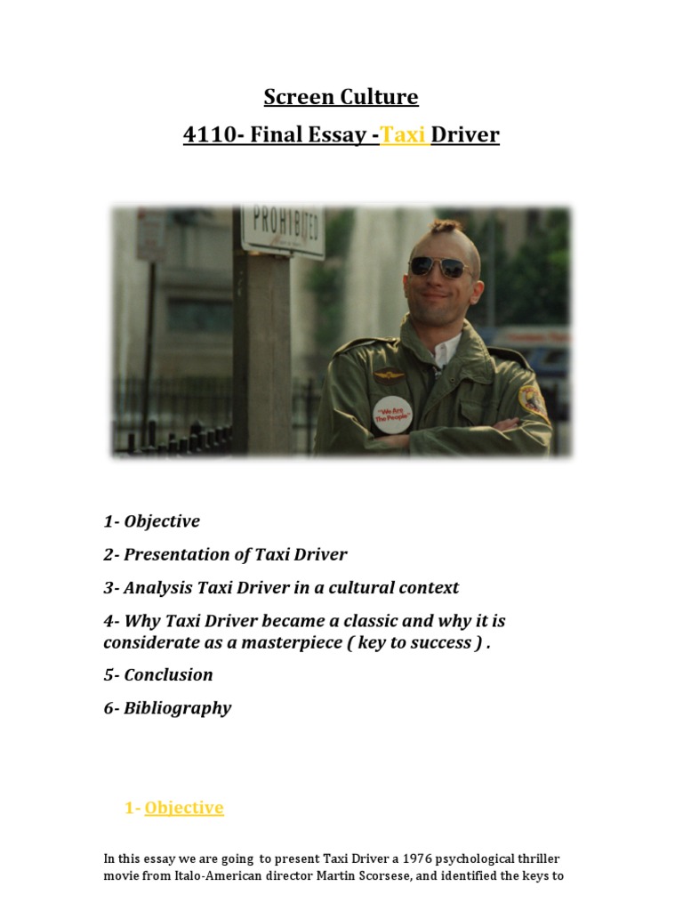 4110 Final Essay Taxi Driver | PDF | Martin Scorsese | Cinema