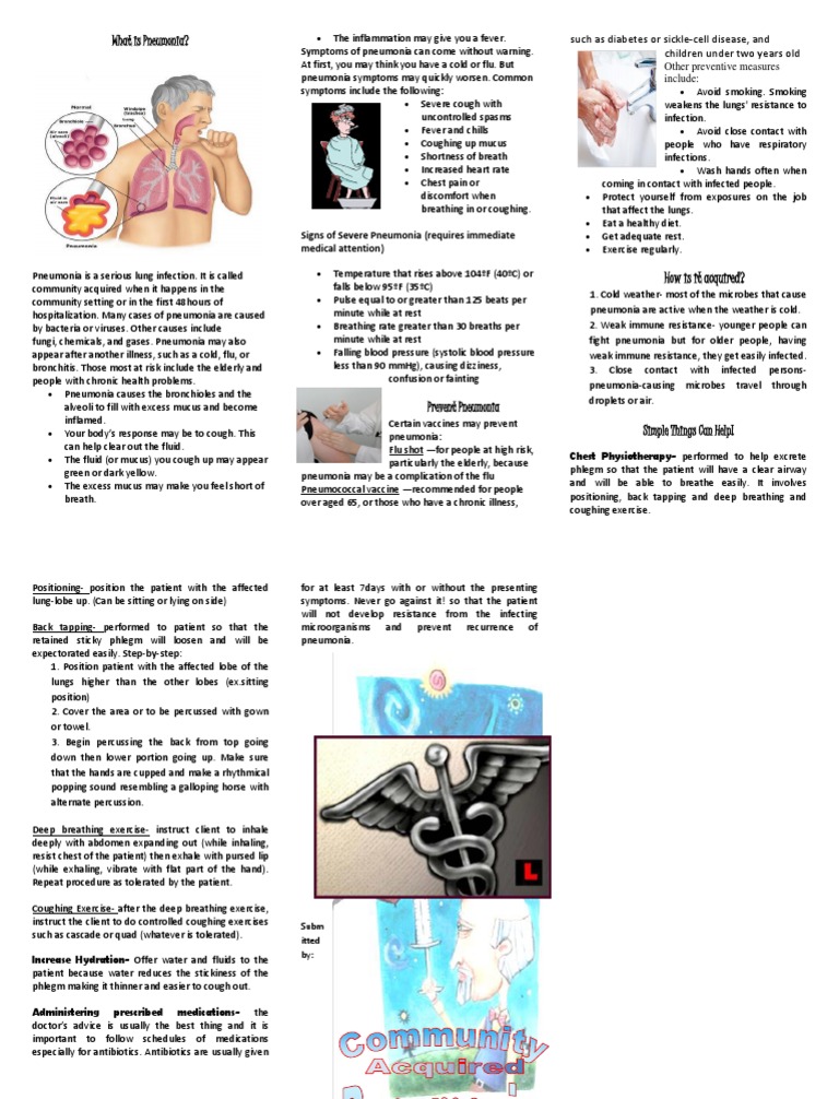 Pneumonia Pamphlet | PDF | Pneumonia | Cough
