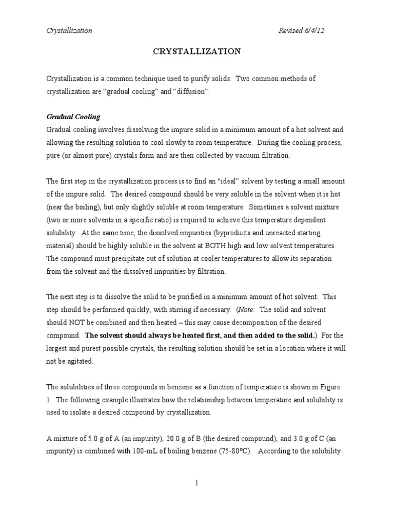Crystallization: Gradual Cooling | PDF | Solubility | Crystallization