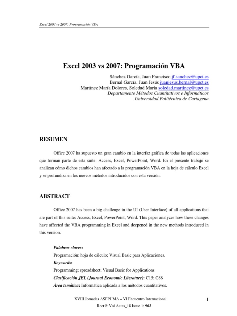 Excel 2003 VBA | PDF | Visual Basic para Aplicaciones | Microsoft Excel