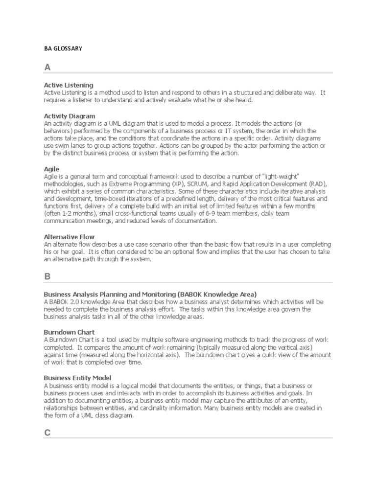 Business Analyst Terminology Glossary | PDF | Use Case | Business Process