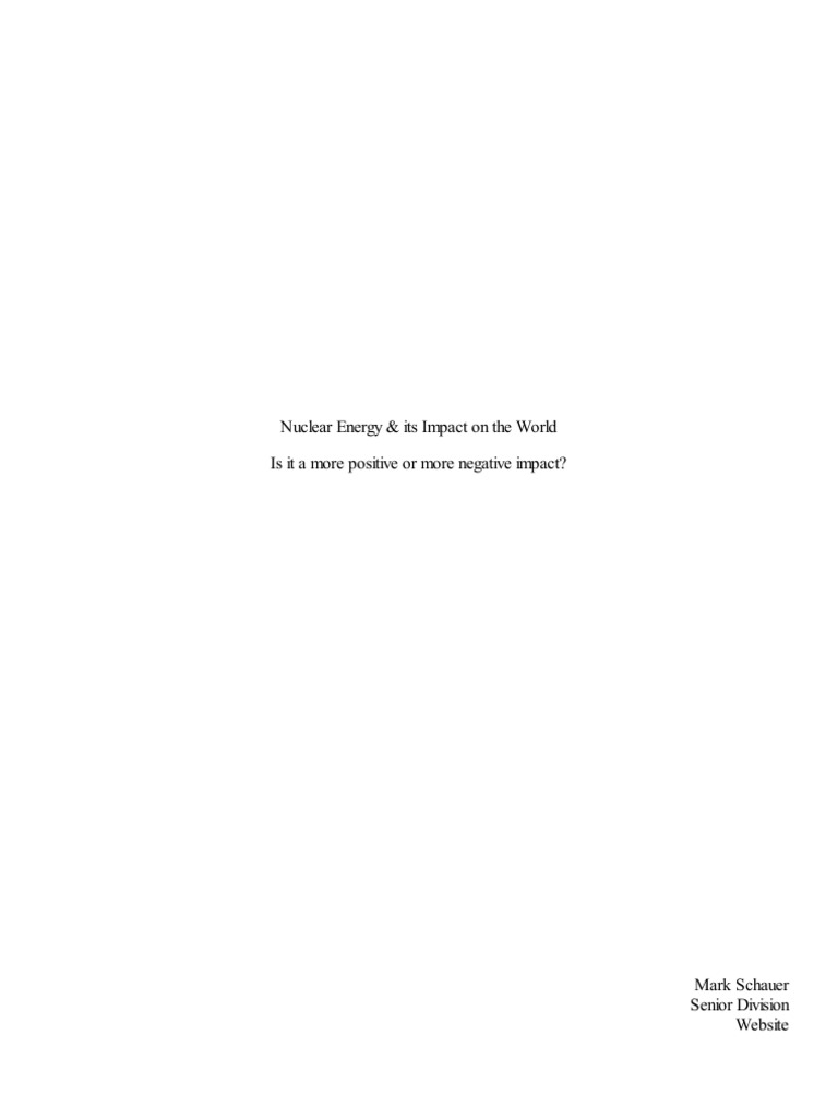 Nuclear Energy's Global Impact Analysis | PDF