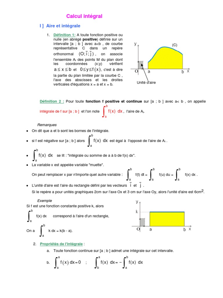 Cours sur les intégrales et leurs propriétés | PDF | Intégral | Continuité