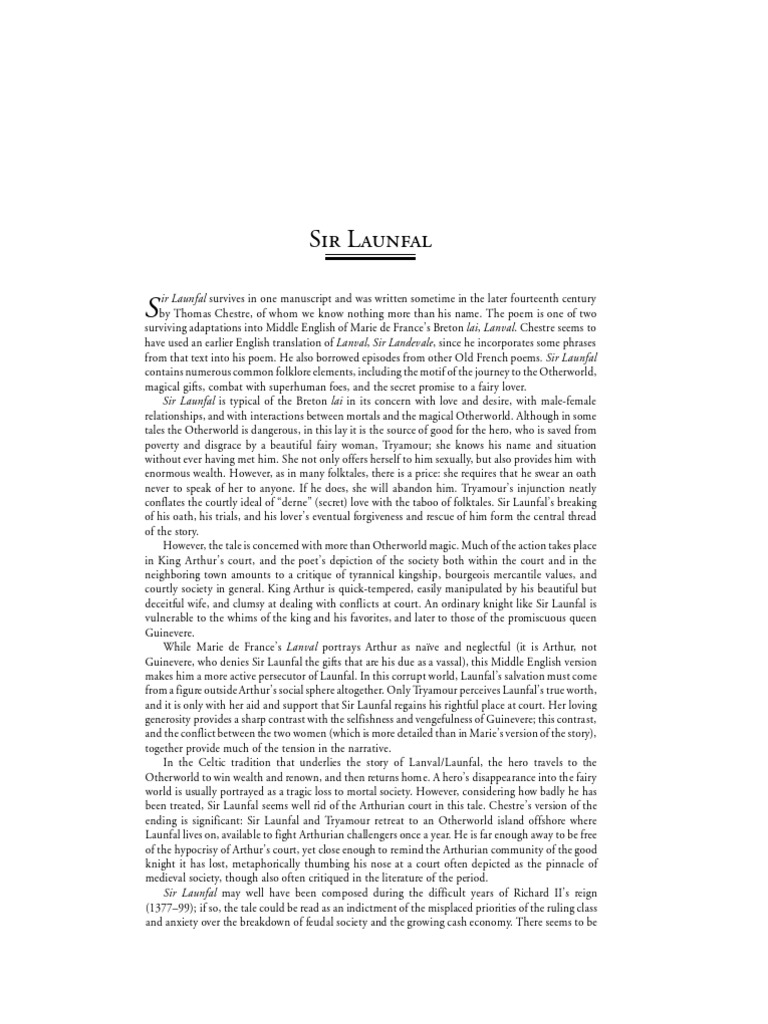 Sir Launfal - Thomas Chestre | PDF | King Arthur | Medieval Legends