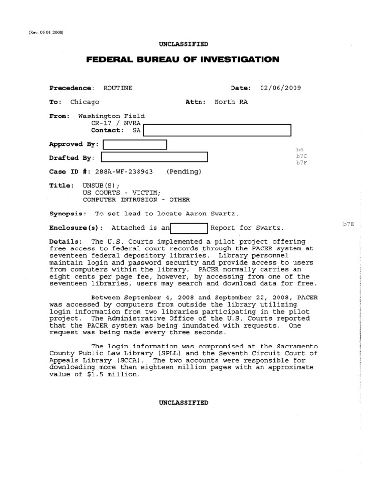 Aaron H. Swartz FBI File | PDF