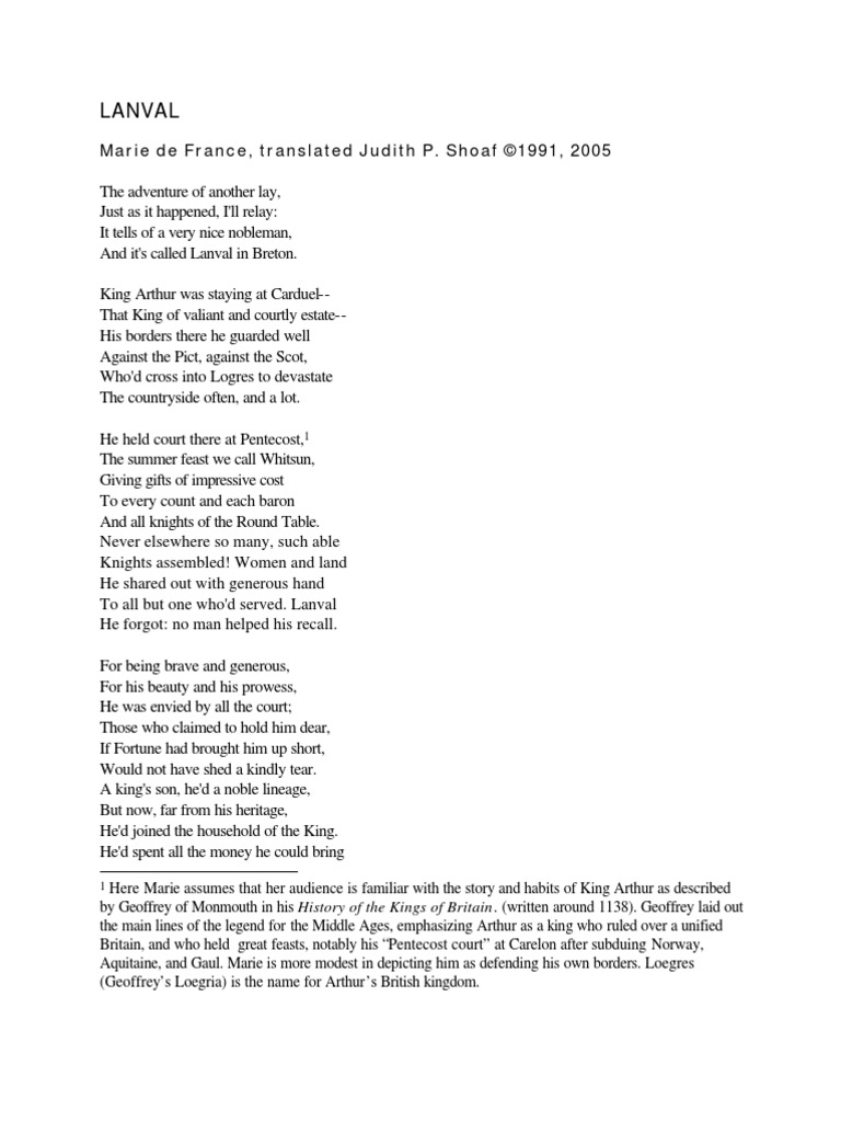 Lanval - Marie de France | PDF | Morgan Le Fay