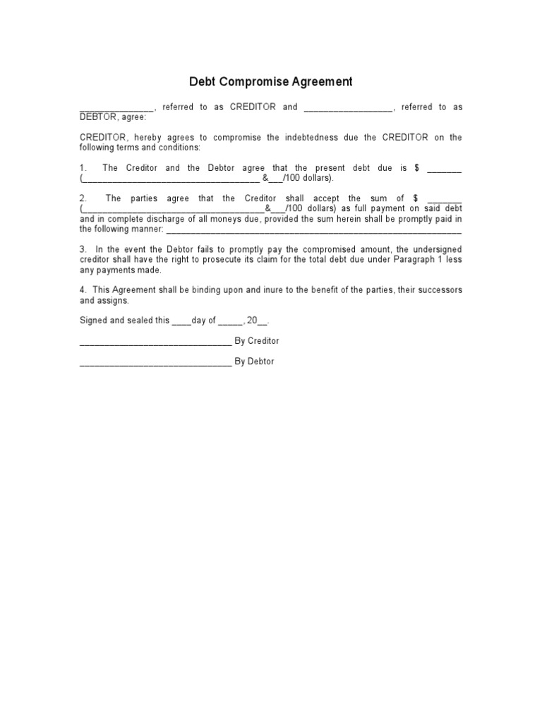 Debt Compromise Agreement Template | PDF