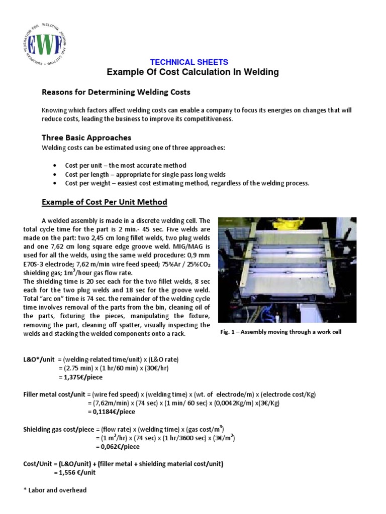 Example of Cost Calculation in Welding | PDF | Welding | Construction