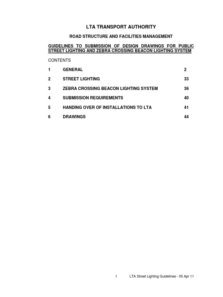 LTA Street Lighting Guidelines PDF | PDF | Electrical Wiring ...