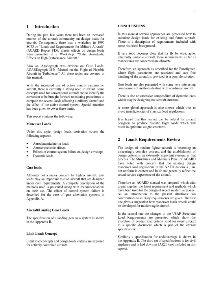 Aircraft Dynamic and Static Loads Design Criteria | PDF | Aircraft ...