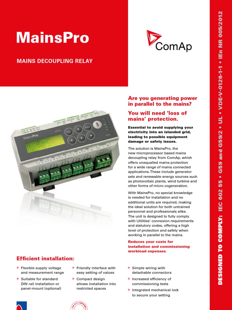 MainsPro Datasheet 2012 07 CPLEMPRO | PDF | Mains Electricity | Relay