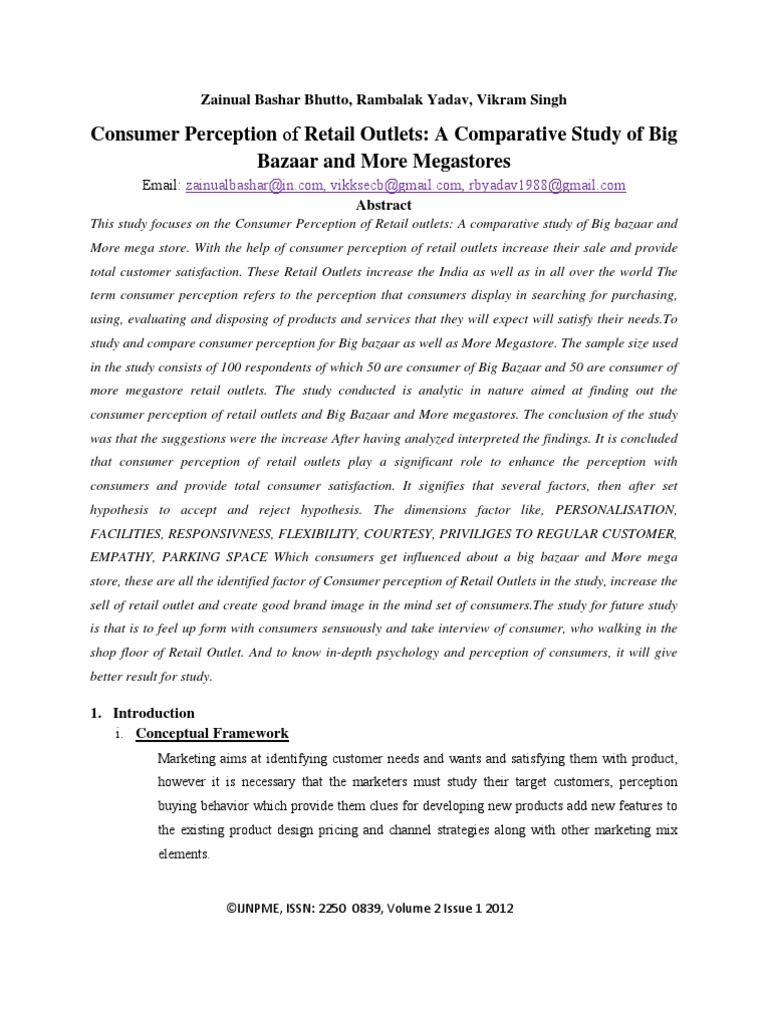 Consumer Perception of Retail Outlets | PDF