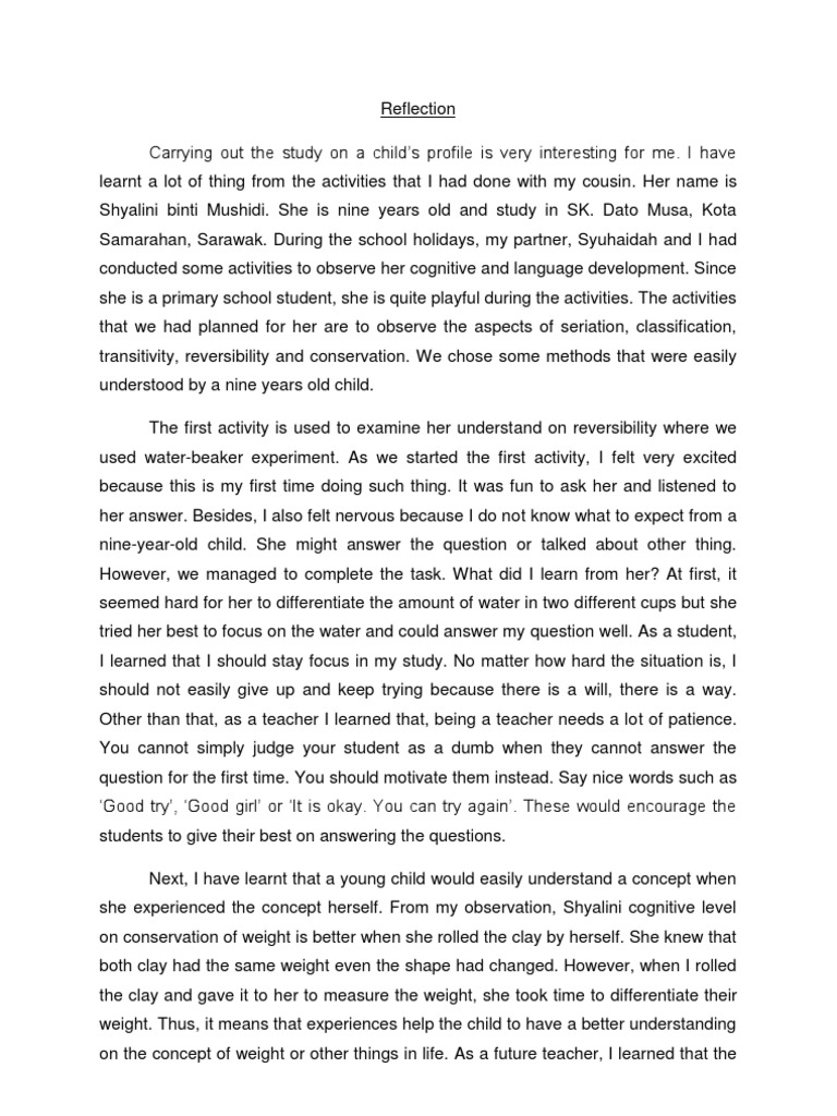 Reflection on child development | Understanding | Teachers | Free 30 ...