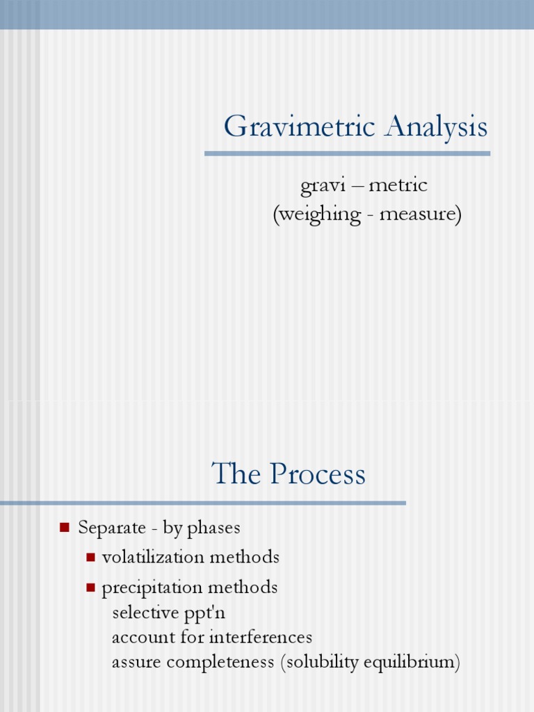 Gravimetric Analysis | Precipitation (Chemistry) | Chemistry