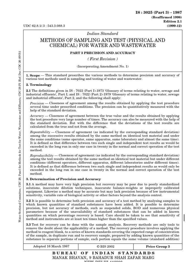 is-3025-part-3-1987-precision-and-accuracy-of-various-tests-methods