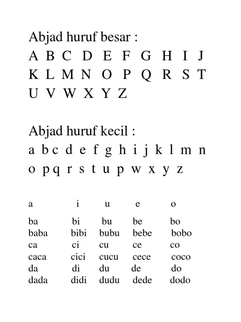 Abjad Huruf Besar | PDF