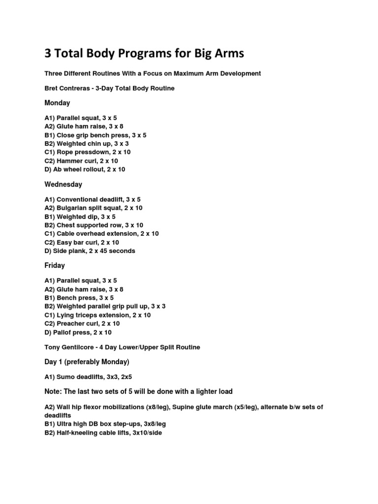 3 Total Body Programs For Big Arms | PDF | Weight Training | Human Anatomy
