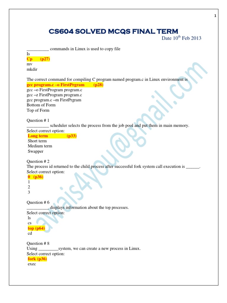 CS604 Final Term Solved MCQS With References by Awais | PDF ... CS604 Final Term Solved MCQS With References by Awais | PDF ...
