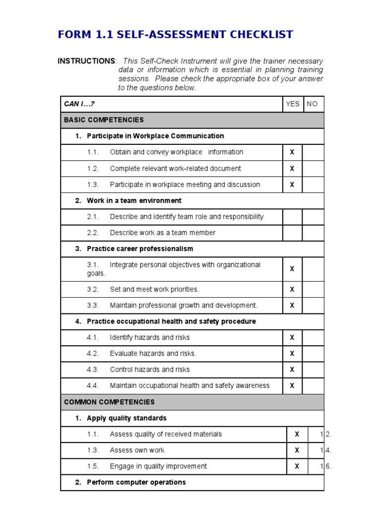 Self-Check Instrument | PDF | Occupational Safety And Health ...