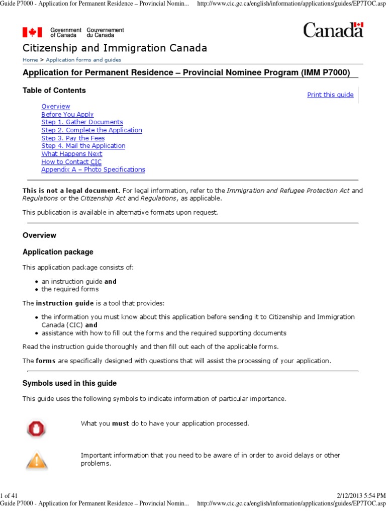Guide P7000 - Application For Permanent Residence - Provincial Nominee ...