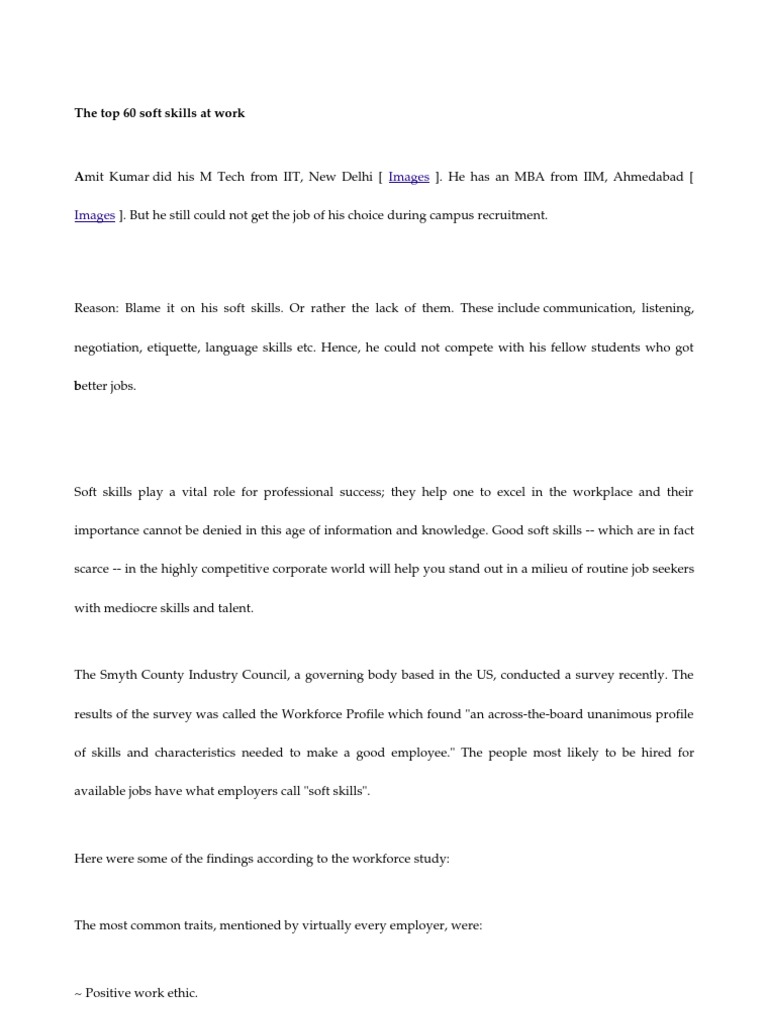 The Top 60 Soft Skills at Work | PDF | Employment | Leadership