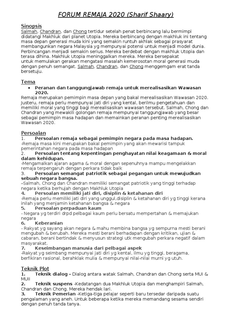 Drama - Forum Remaja 2020 | PDF