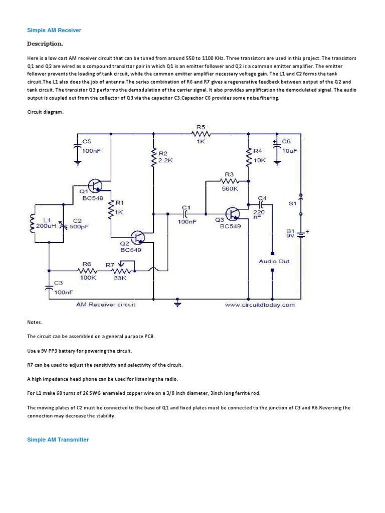 Simple AM Receiver&Transmitter | PDF | Amplifier | Electronic Circuits