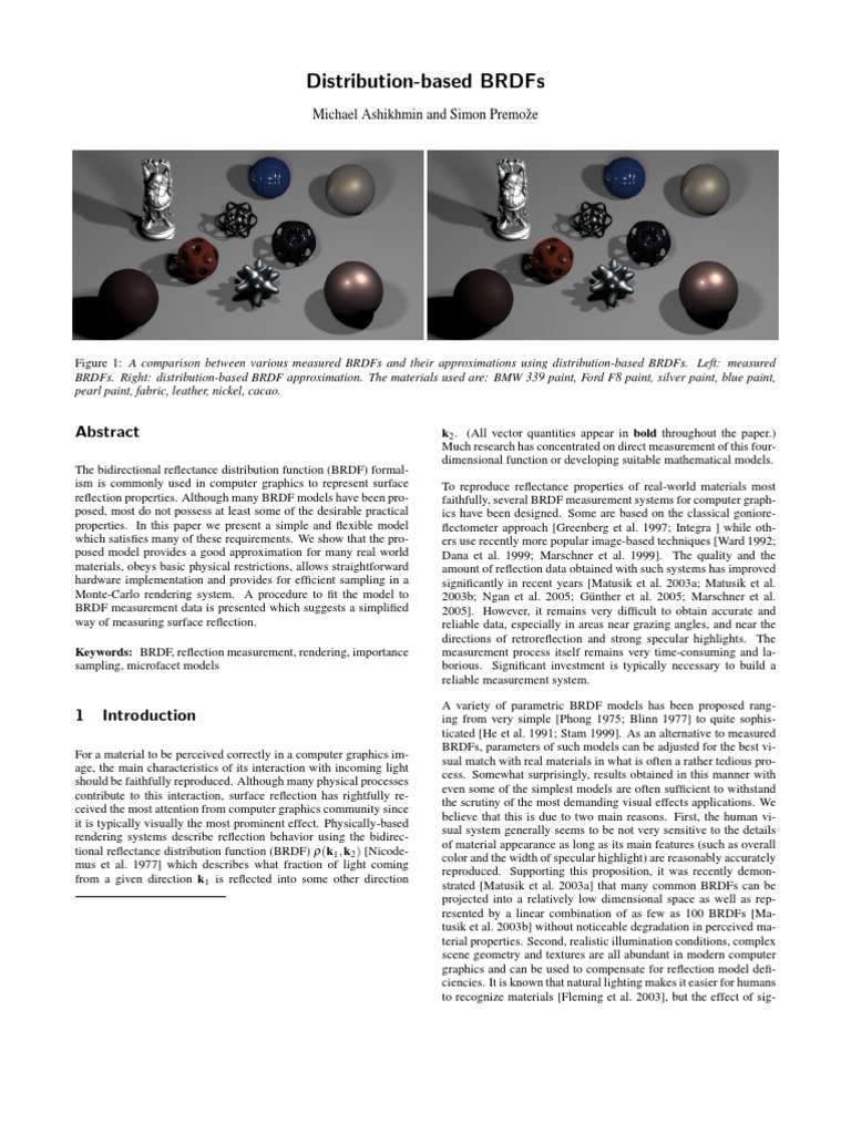 D BRDF | PDF | Rendering (Computer Graphics) | Probability Density Function