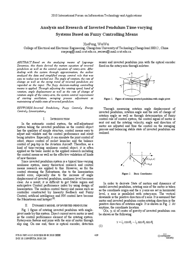 Analysis and Research of Inverted Pendulum Time-Varying | PDF | Control Theory | Rotation Around ...
