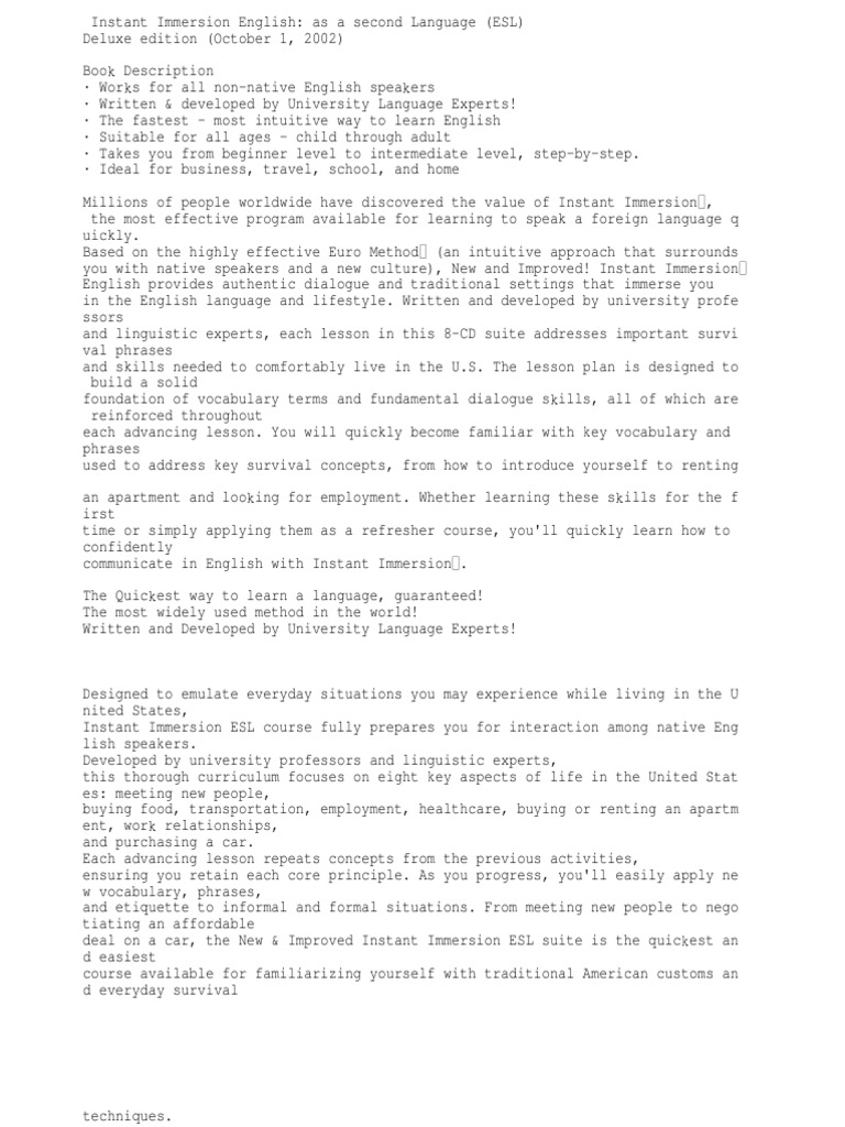 Instant Immersion English | Download Free PDF | English Language ...