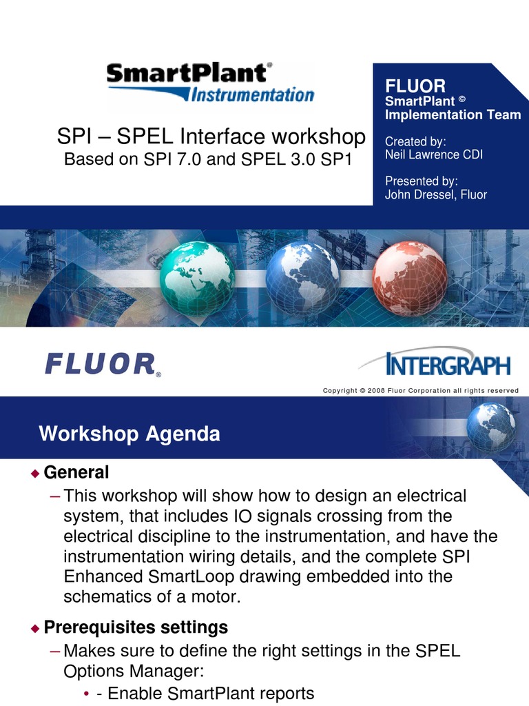 SmartPlant Electrical SPI SPEL Workshop | Instrumentation | Electronic ...