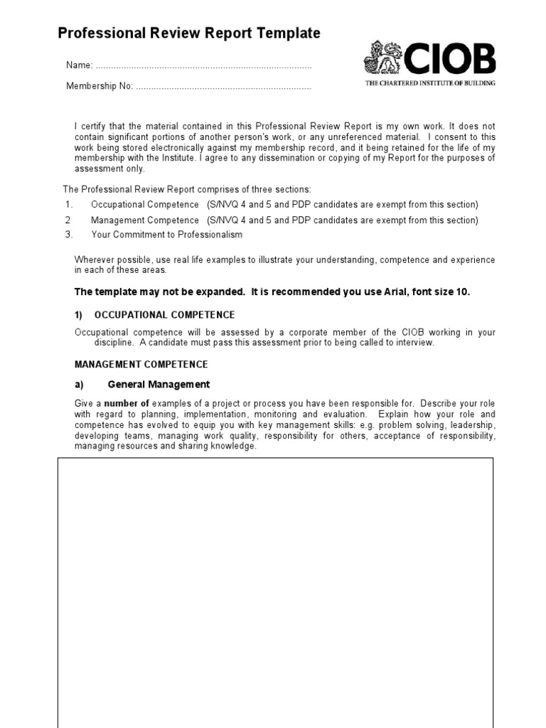 A Comprehensive Professional Review Report Template for Membership ...