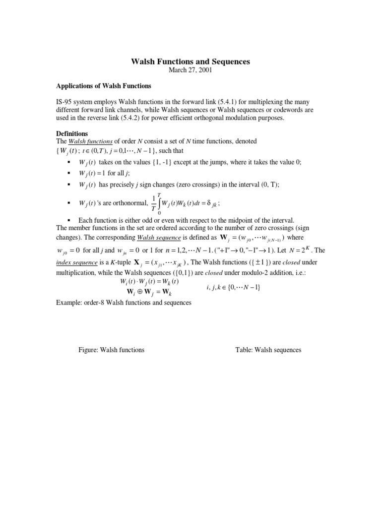 Walsh Functions and Sequences | PDF | Matrix (Mathematics) | Linear Algebra