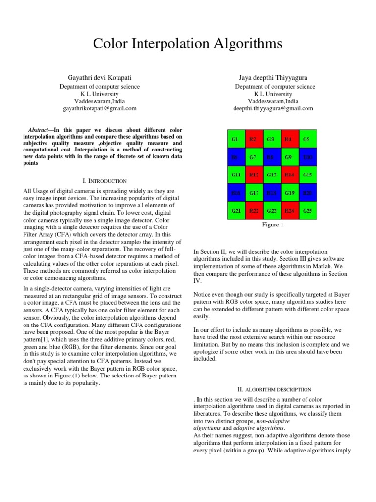 Color Interpolation Algorithmss Algorithms Areas Of Computer Science