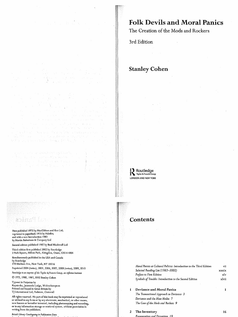 Stanley Cohen Folk Devils and Moral Panics 2002 | PDF