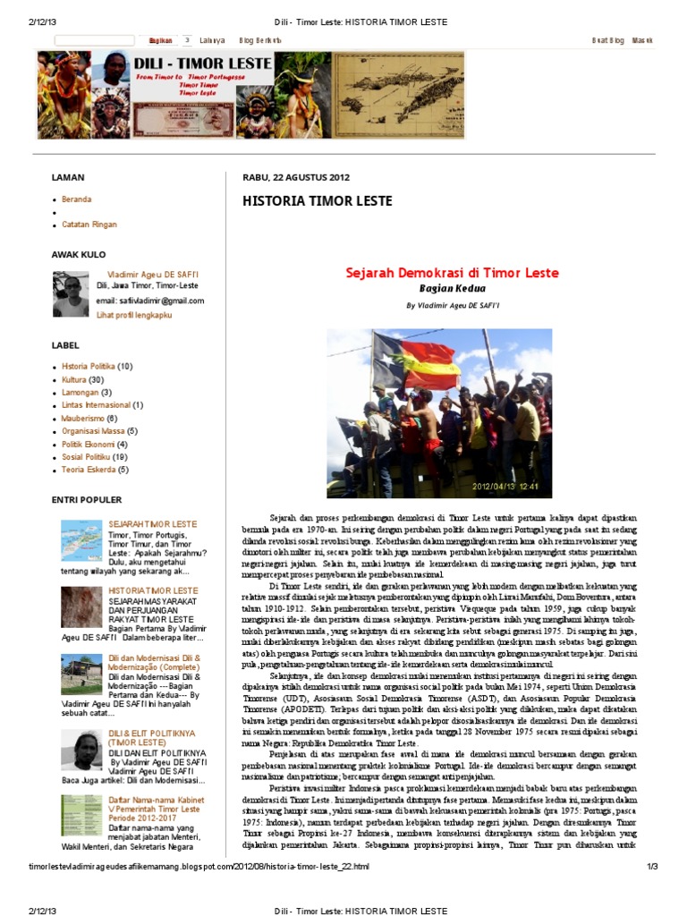 Dili - Timor Leste - Historia Timor Leste | PDF | Sejarah