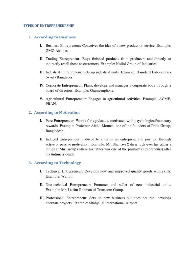 Types of Entrepreneurs Explained | PDF | Business