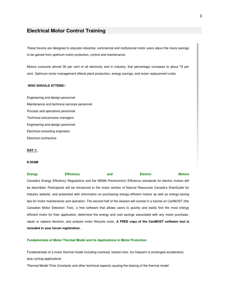 Electrical Motor Control Training | PDF | Engines | Efficient Energy Use