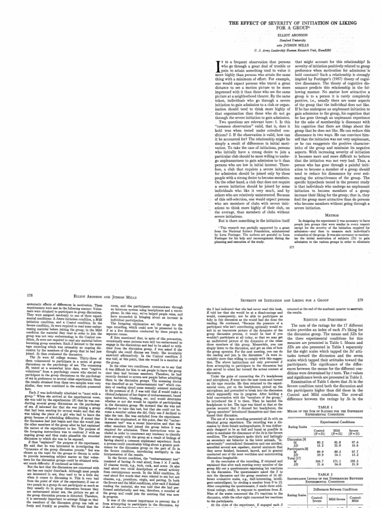 R01 - Aronson 1959 - The Effect of Severity of Initiation On Liking For ...