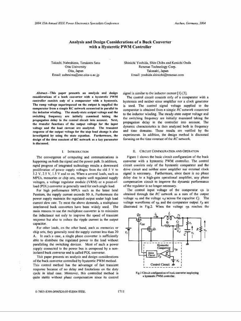 Analysis and Design Considerations of A Buck Converter With A Hysteresis PWM Controller | PDF ...