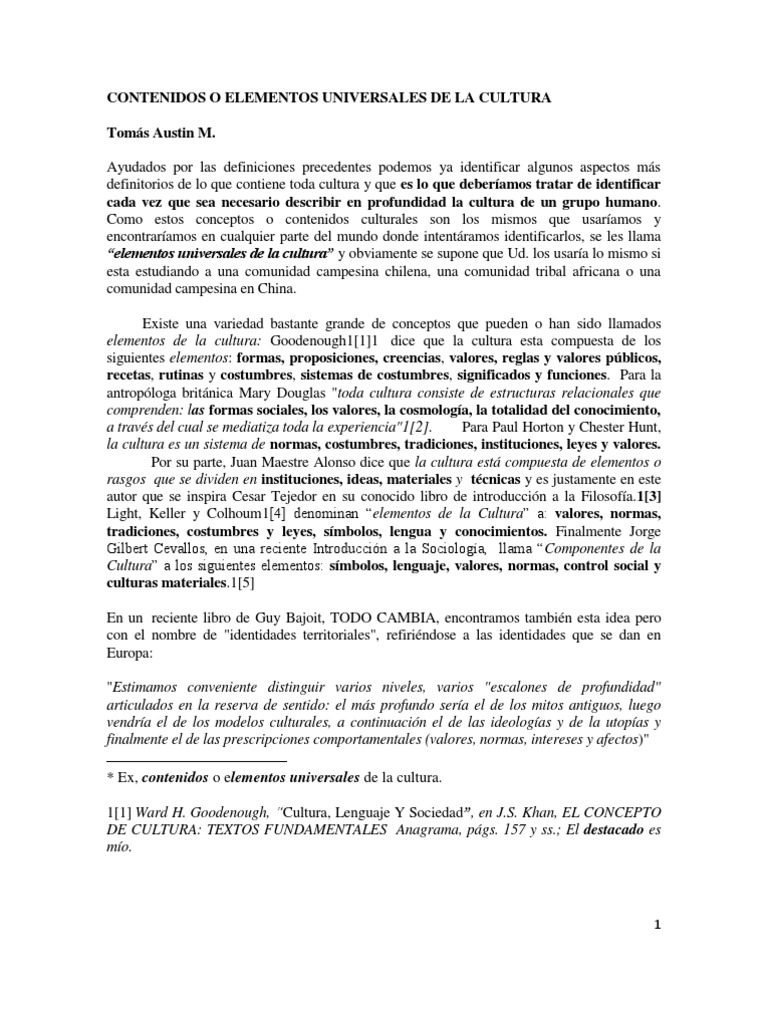 Elementos Universales de La Cultura PDF | PDF | Los símbolos ...