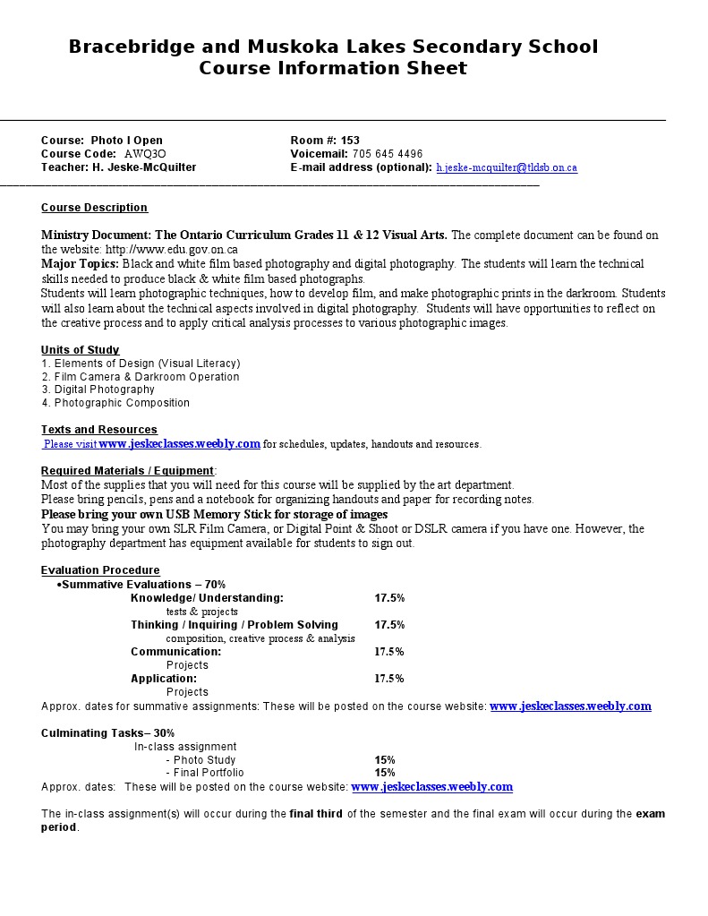 Photography Course Info Sheet | PDF | Digital Photography | Photograph
