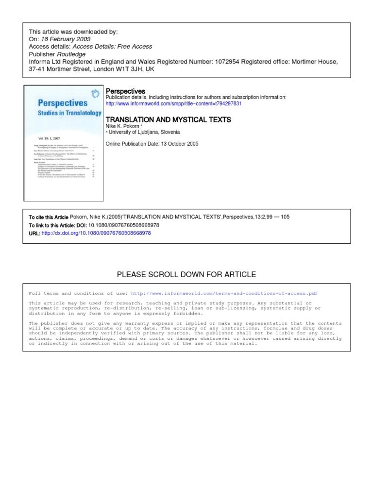 Translation and Mystical Texts | PDF | Translations | Mysticism