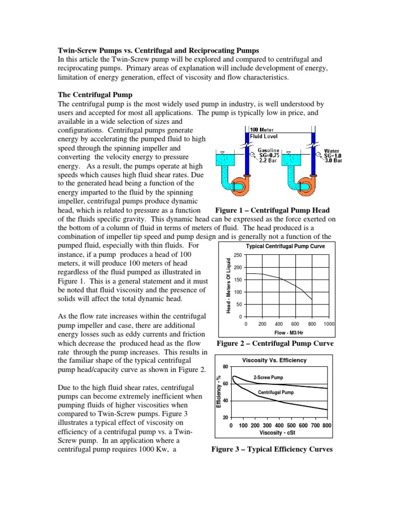 Twin Screw Vs Centrifugal & Reciprocating Article | PDF | Pump ...